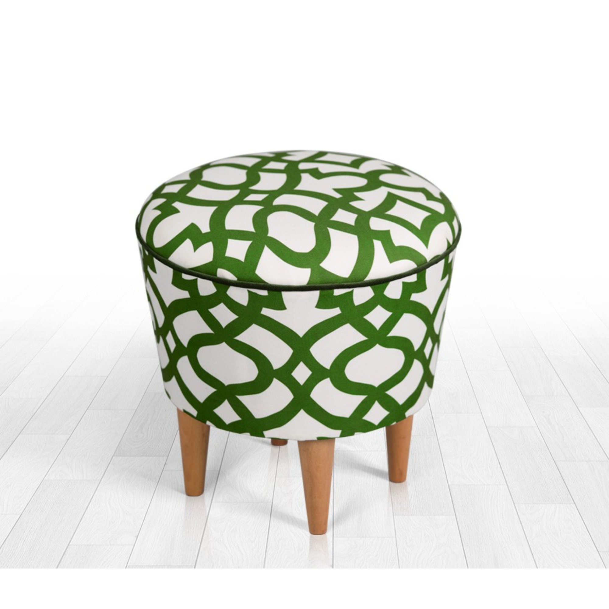 East Urban Home Irael 16.5" Wide Round Geometric Footstool Ottoman ...