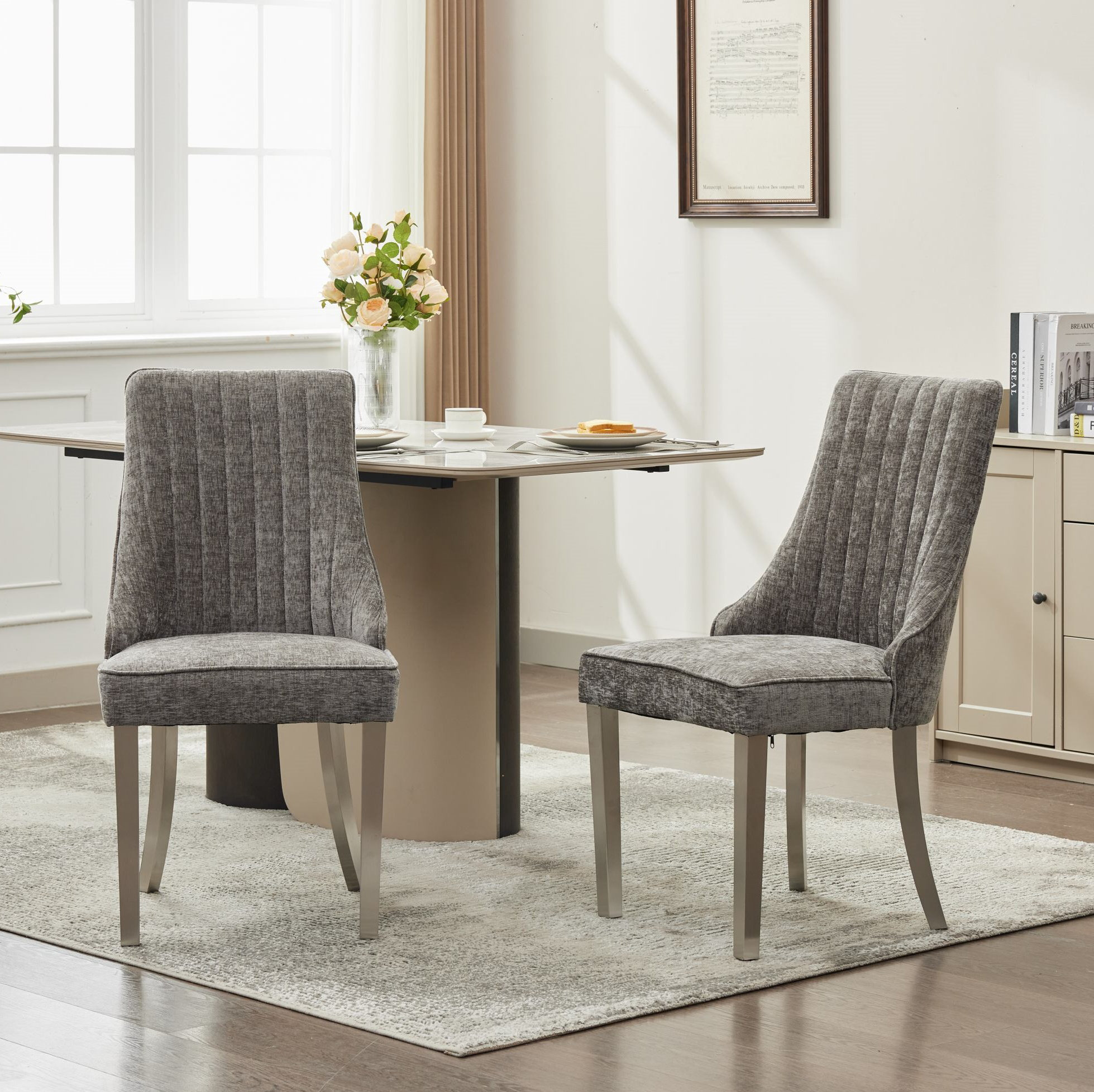 Red Barrel Studio® Rayon Cloth Flocking Chenille Dining Chairs Channel ...