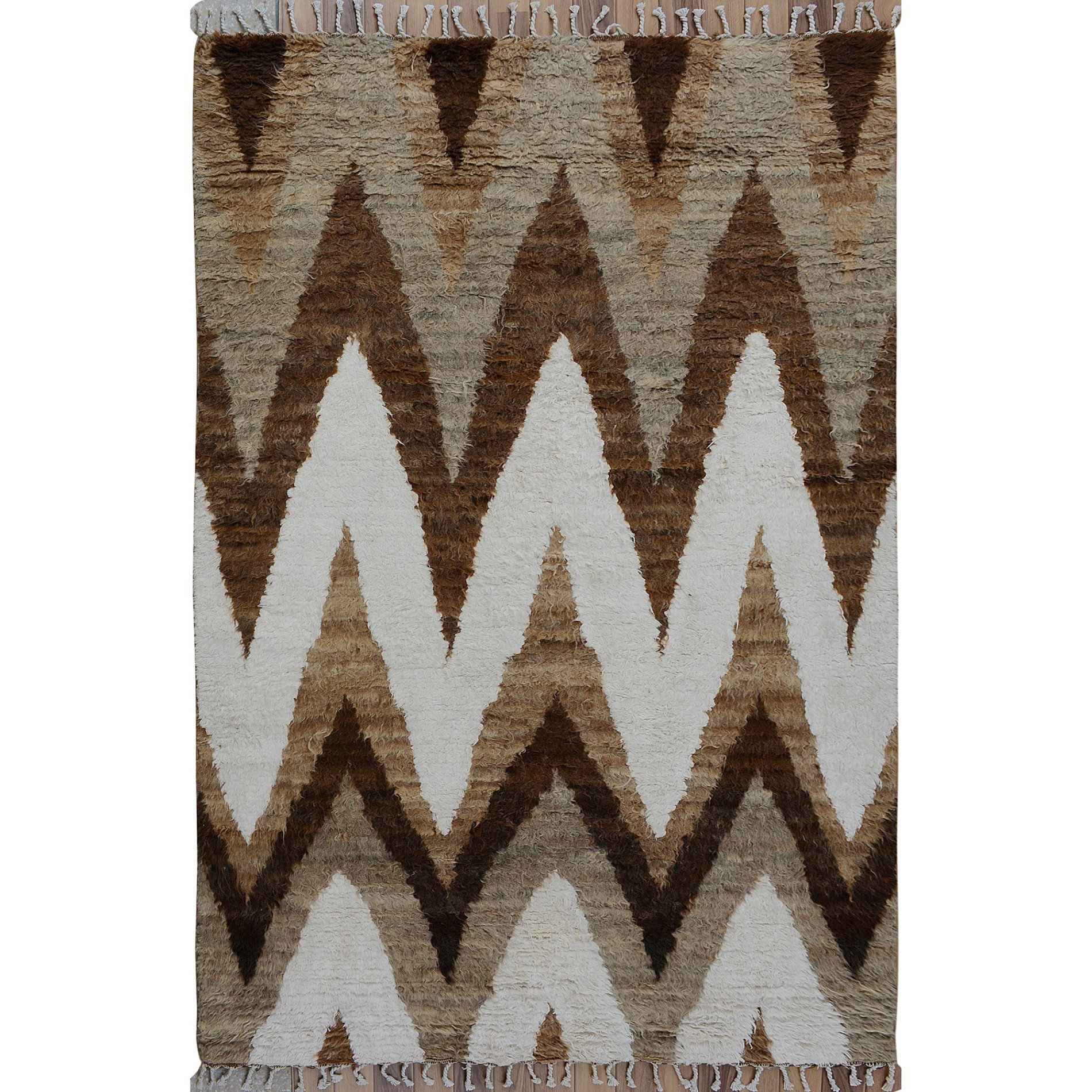 Isabelline One-of-a-Kind Pana Hand-Knotted New Age Moroccan Brown/Cream ...
