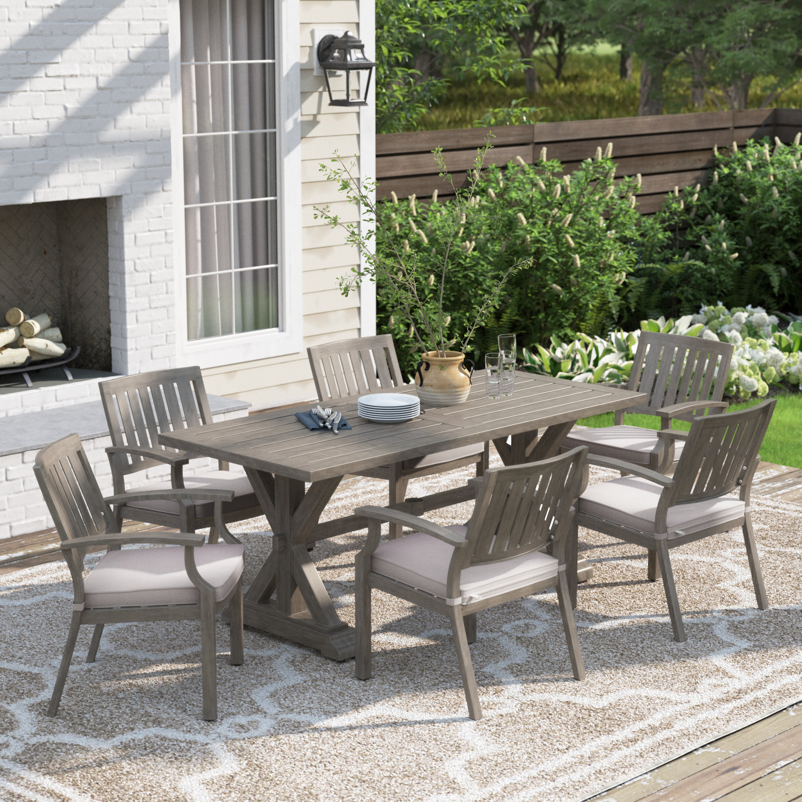 Laurel Foundry Modern Farmhouse® Johnstown Outdoor Modern 7 Piece ...