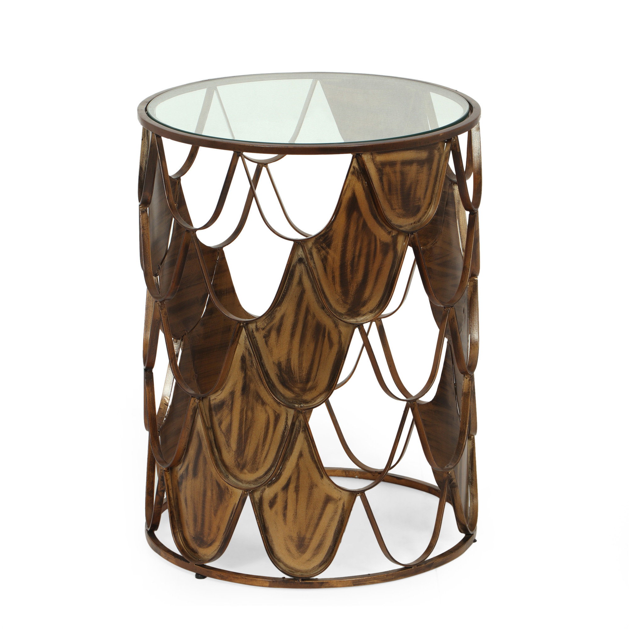 Hokku Designs Gorgeous Handmade Bohemian Style Side Table With Tempered ...