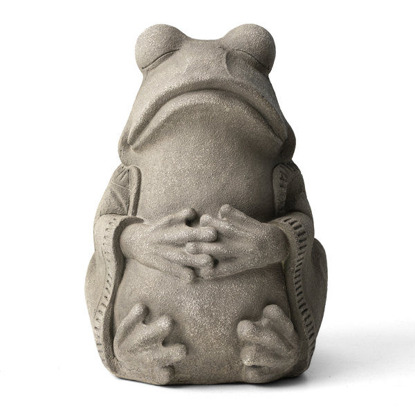 Arlmont & Co. 16.75"H MGO Faux Concrete Zen-Style Frog Garden Statue ...