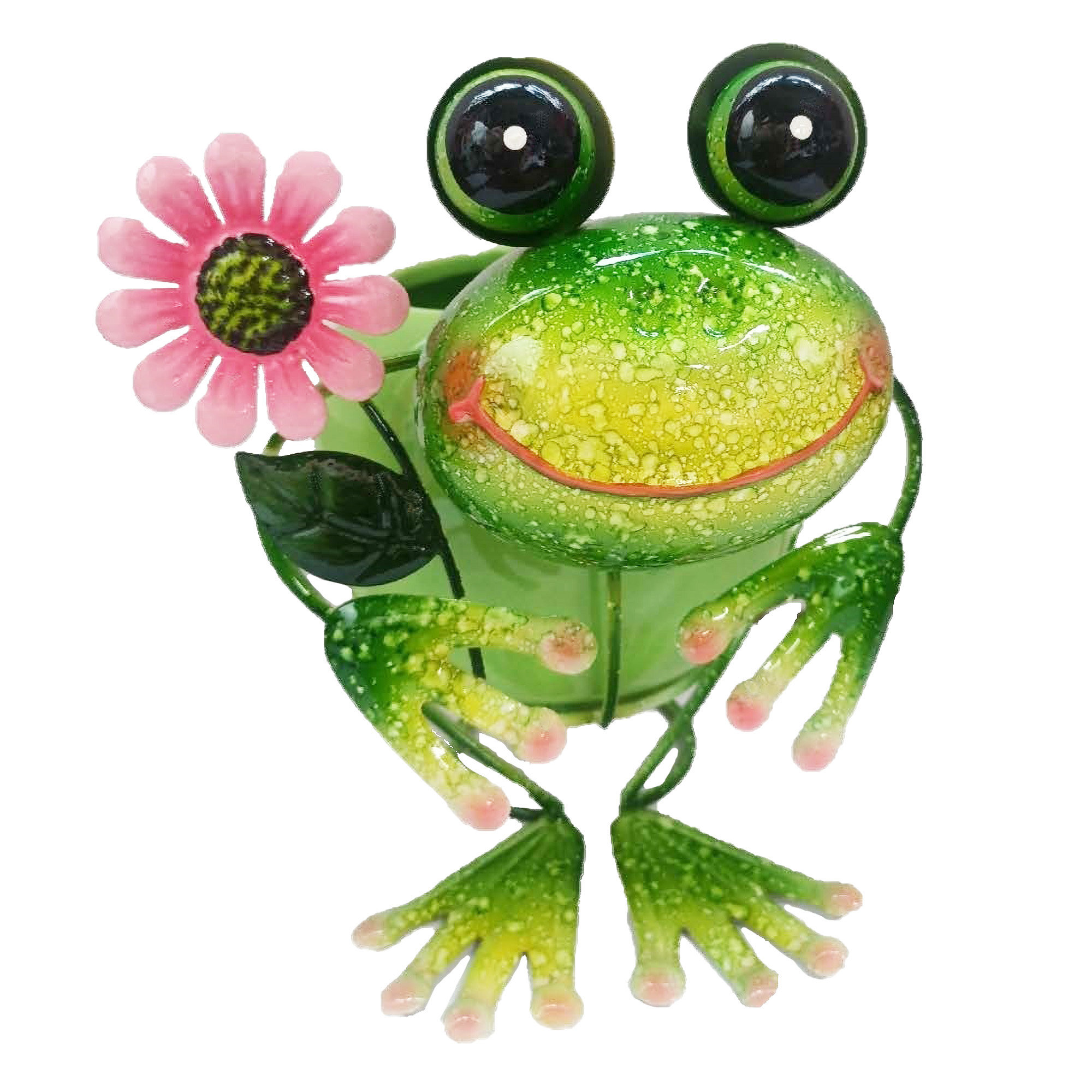 Trinx 8" Iron Frog with Ceramic Pot Planter - Wayfair Canada