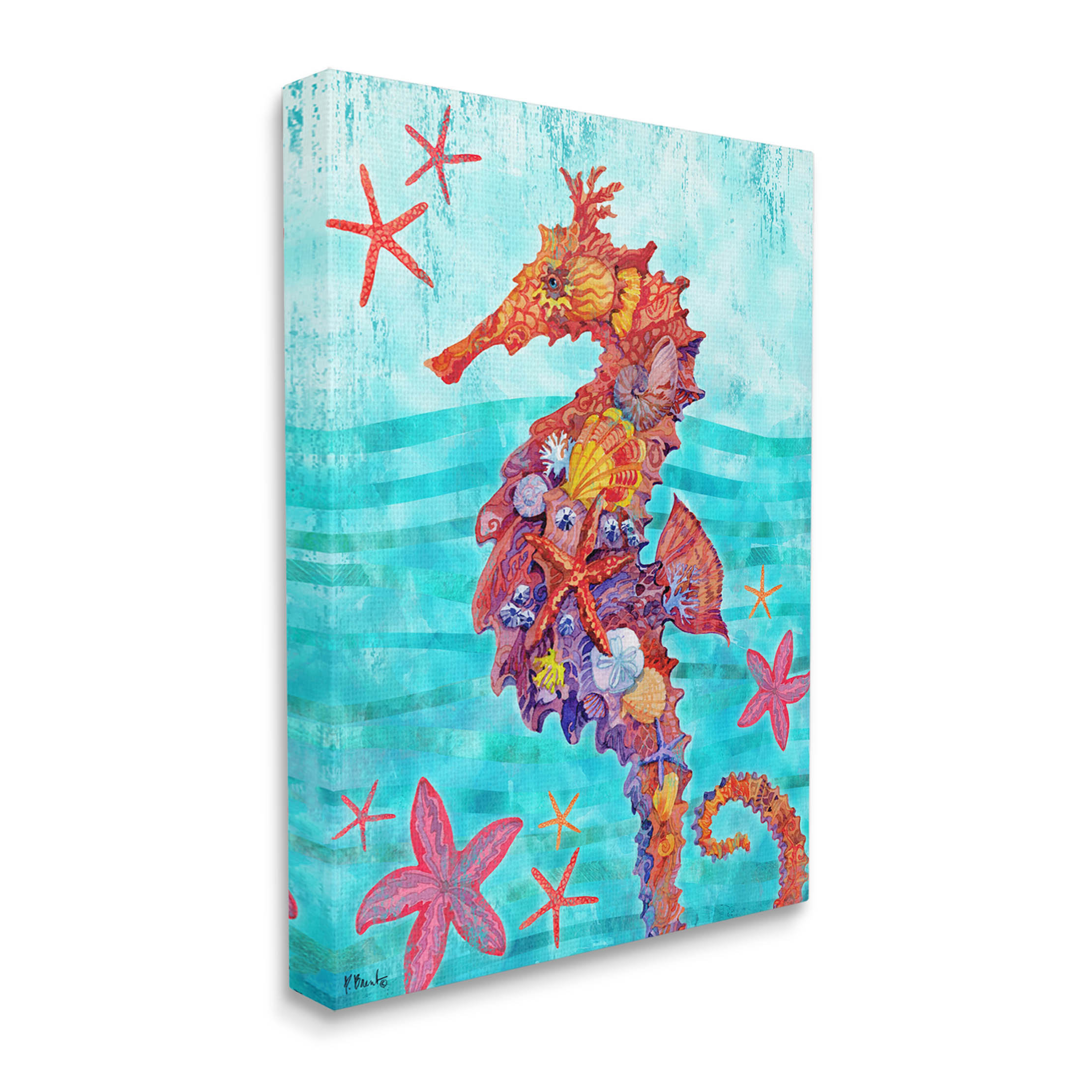 Stupell Industries Nassau Seahorse Aquatic Shell Collage by Paul Brent ...