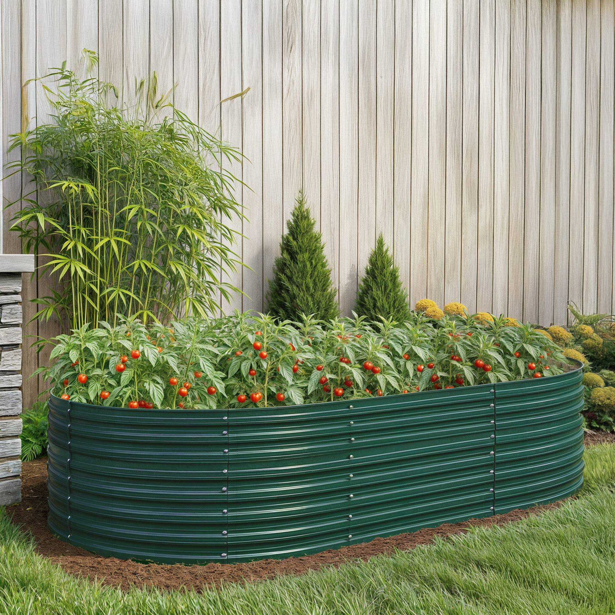 17 Stories 8×4×2FT Interlocking Oval Galvanized Steel Planting Beds ...