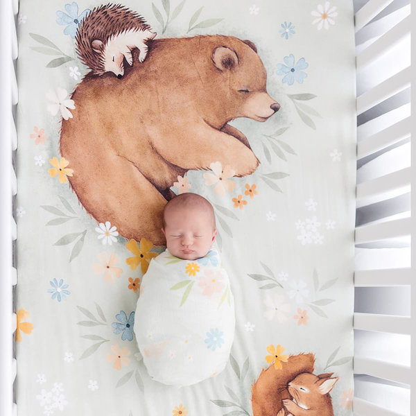 Rookie Humans Enchanted Meadow Crib Sheet & Swaddle Baby Gift Set | Wayfair