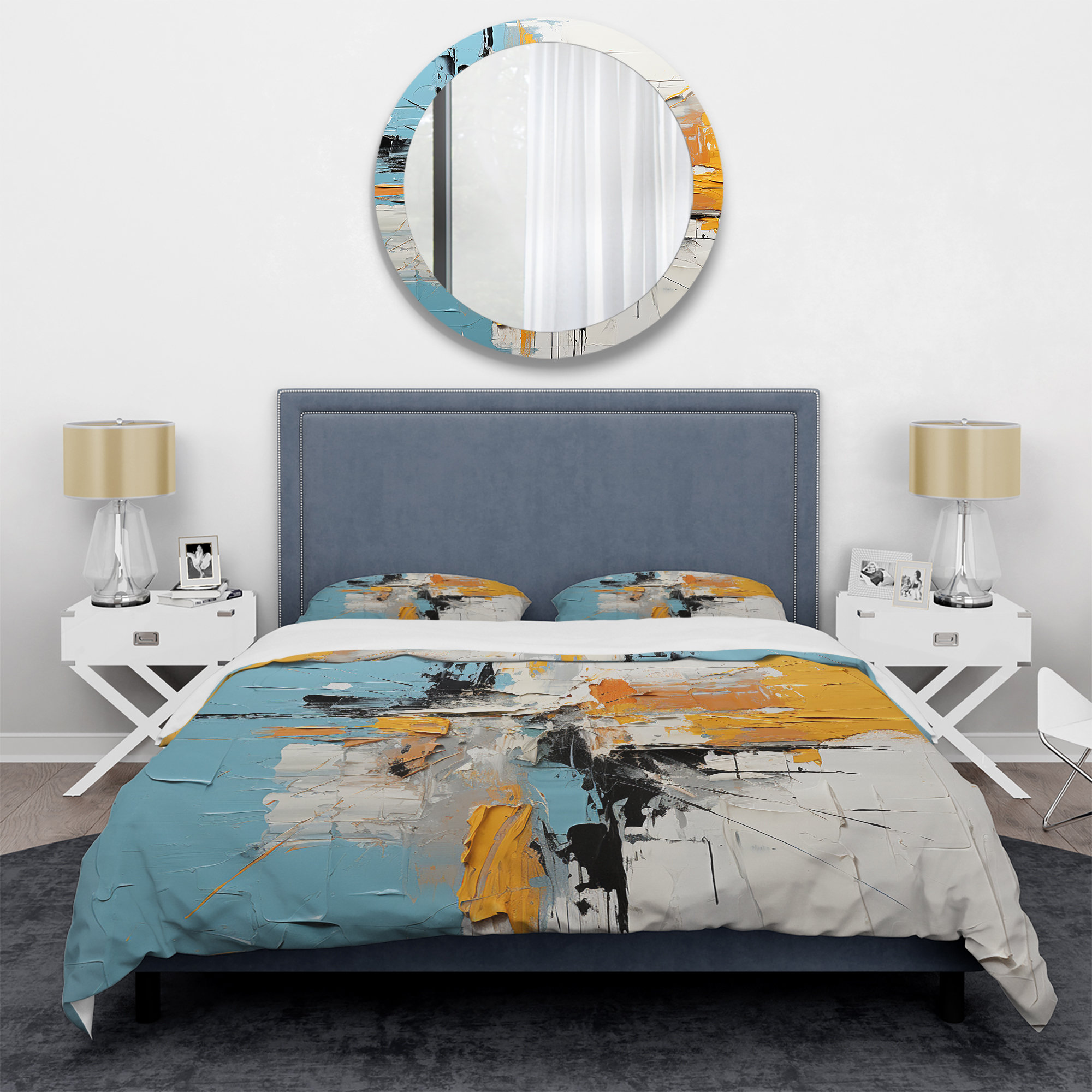 Design Art Blue And Yellow Paint Elegance III - Abstract Duvet Cover ...