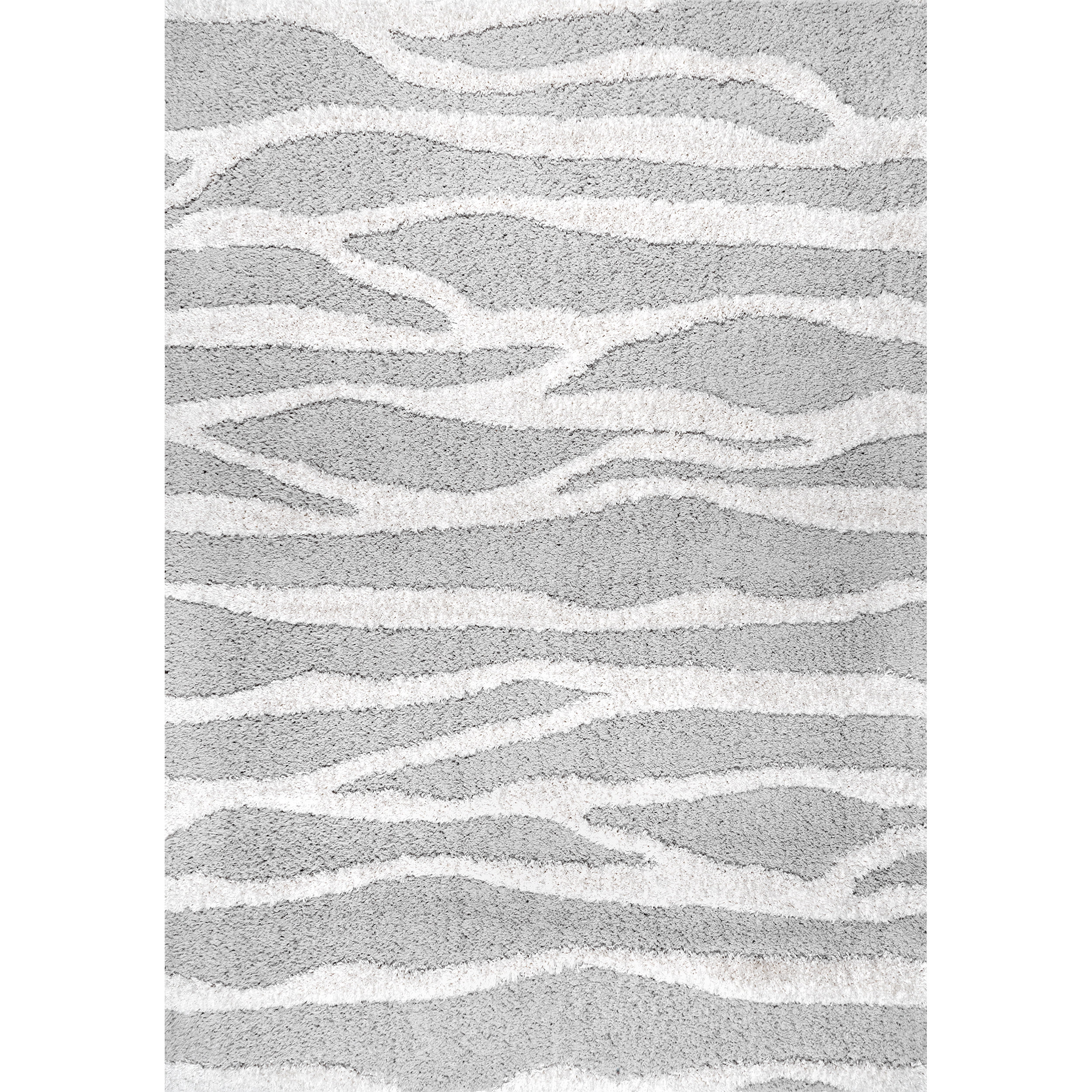 Wrought Studio Wojtala Zebra Animal Print Shag Area Rug in Light Grey ...