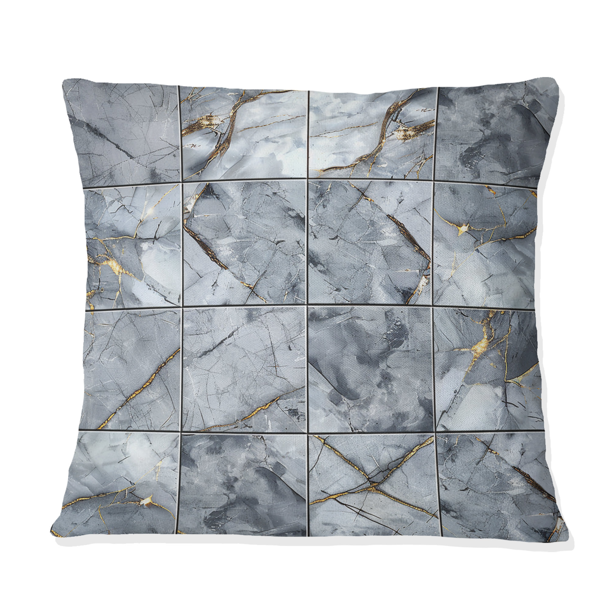 Design Art Grey Marble Tiles - Tiles Throw Pillow | Wayfair