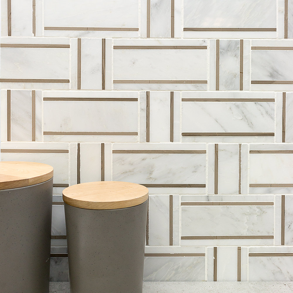 Bond Tile Mosaics Mingle Random Sized Marble Basketweave Mosaic Wall ...