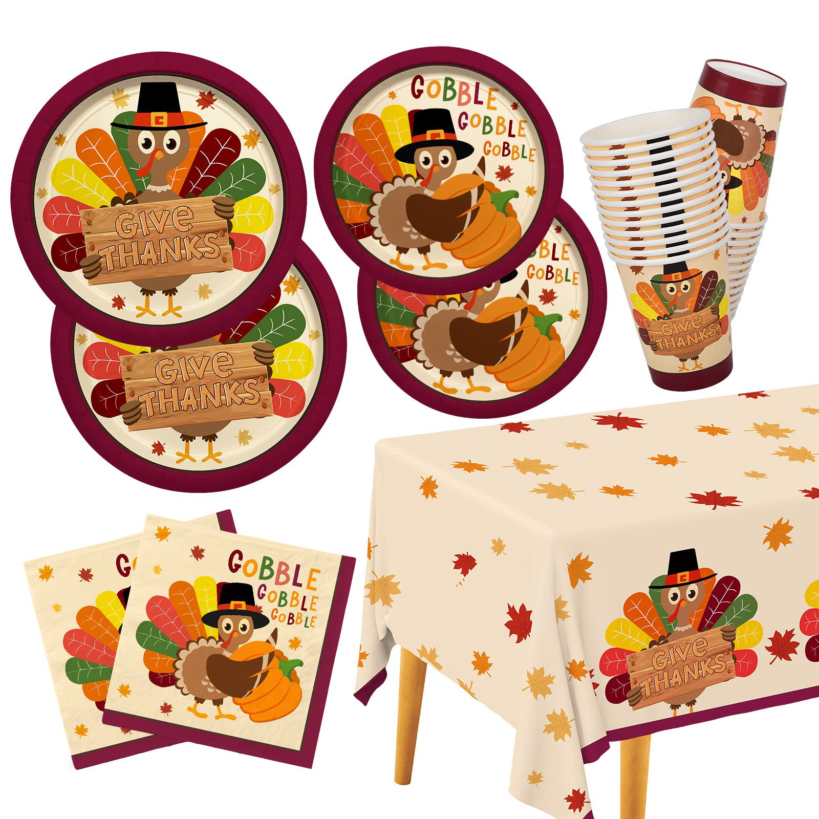 COEN Turkey Thanksgiving Party Supplies Kit – Autumn Disposable ...