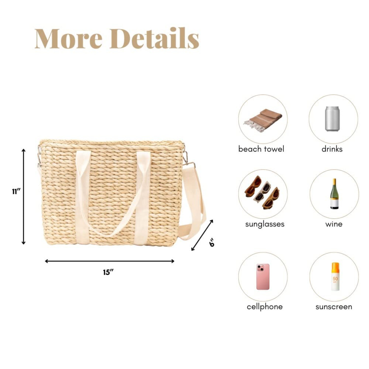 Dakota Fields Insulated Beach Cooler Bag, Leak Proof, Premium Quality ...