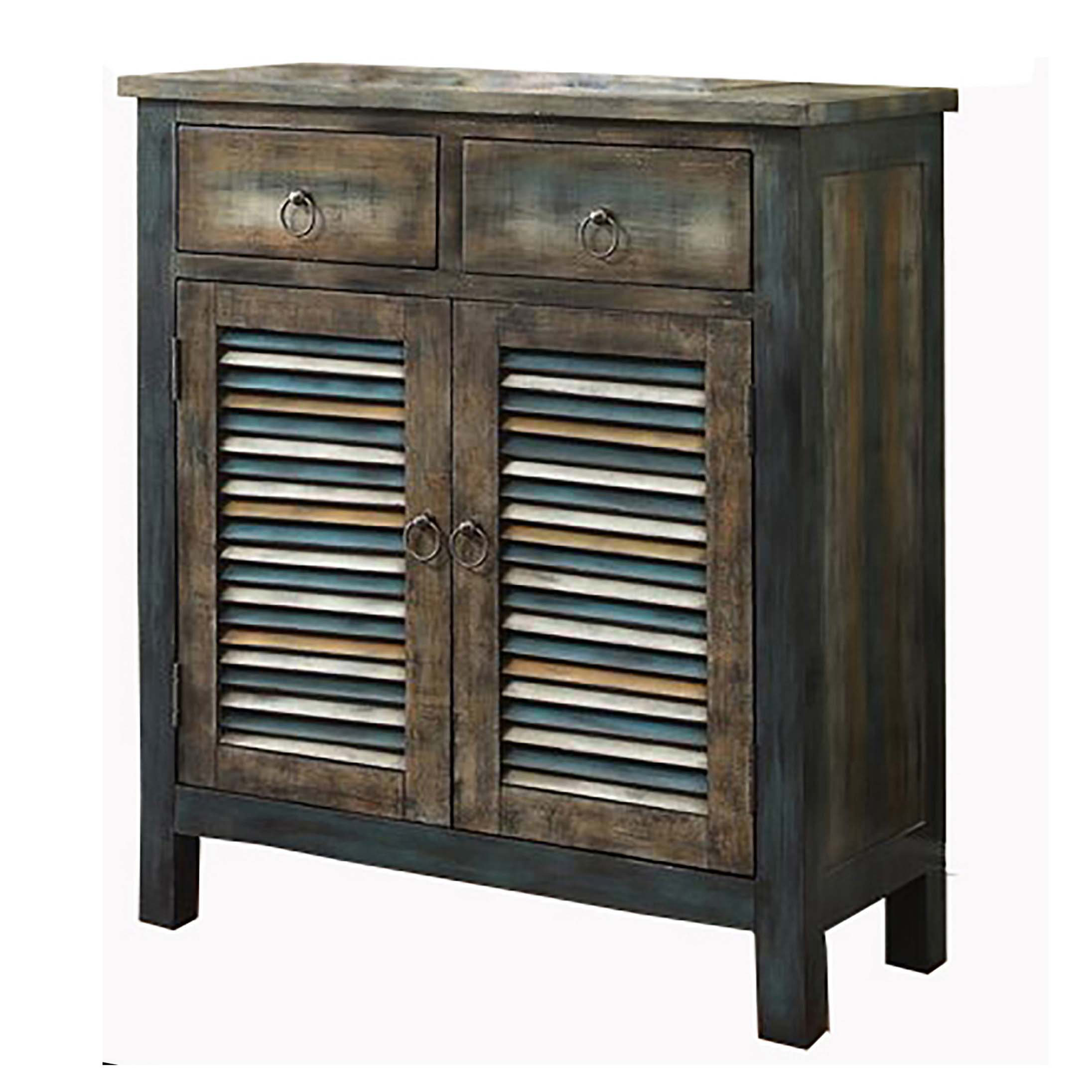 Rosecliff Heights Antique Oak and Teal 2-door Console Table | Wayfair