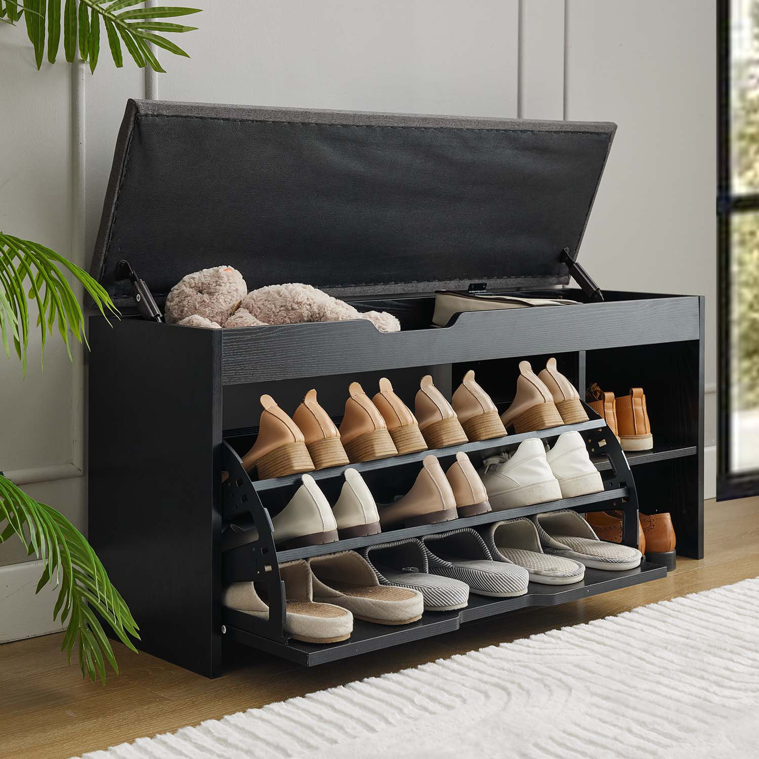 Latitude Run® Shoe Storage Bench, Shoe Bench With Cushion Seat, Shoe ...