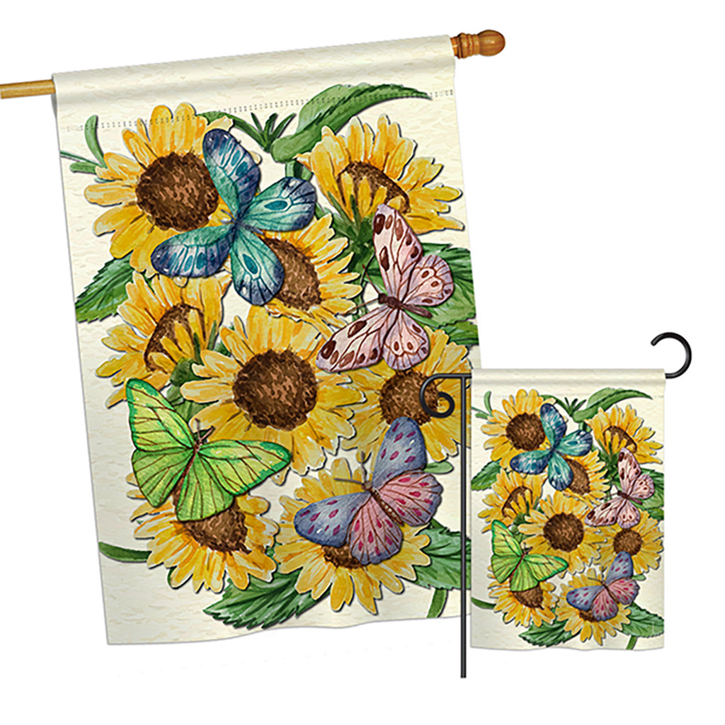 Breeze Decor 2 Piece Butterflies on Sunflower Spring Floral Impressions ...