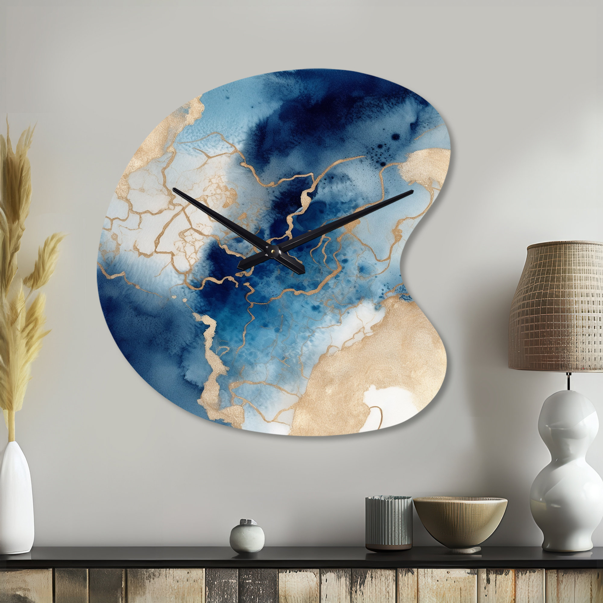 Design Art Blue And Gold Marble Clouds VIII - Drop Shape Unique ...