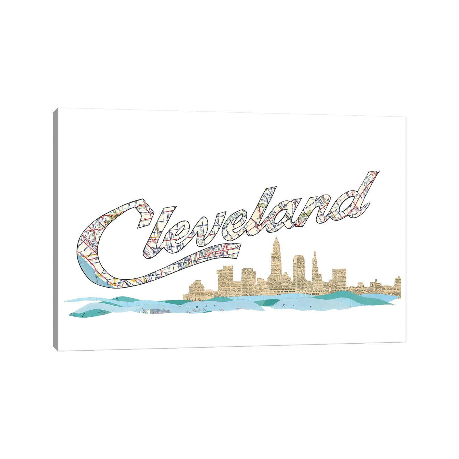 East Urban Home Cleveland Script Skyline by - Wrapped Canvas | Wayfair