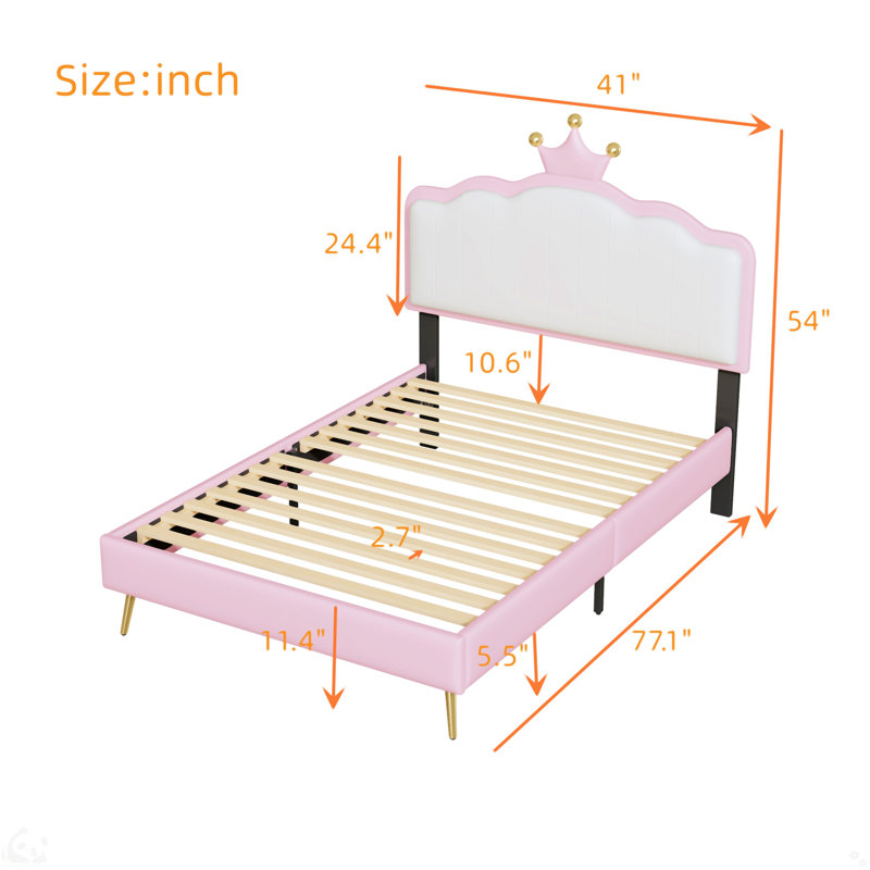 Mercer41 Upholstered Princess Bed With Crown Headboard | Wayfair