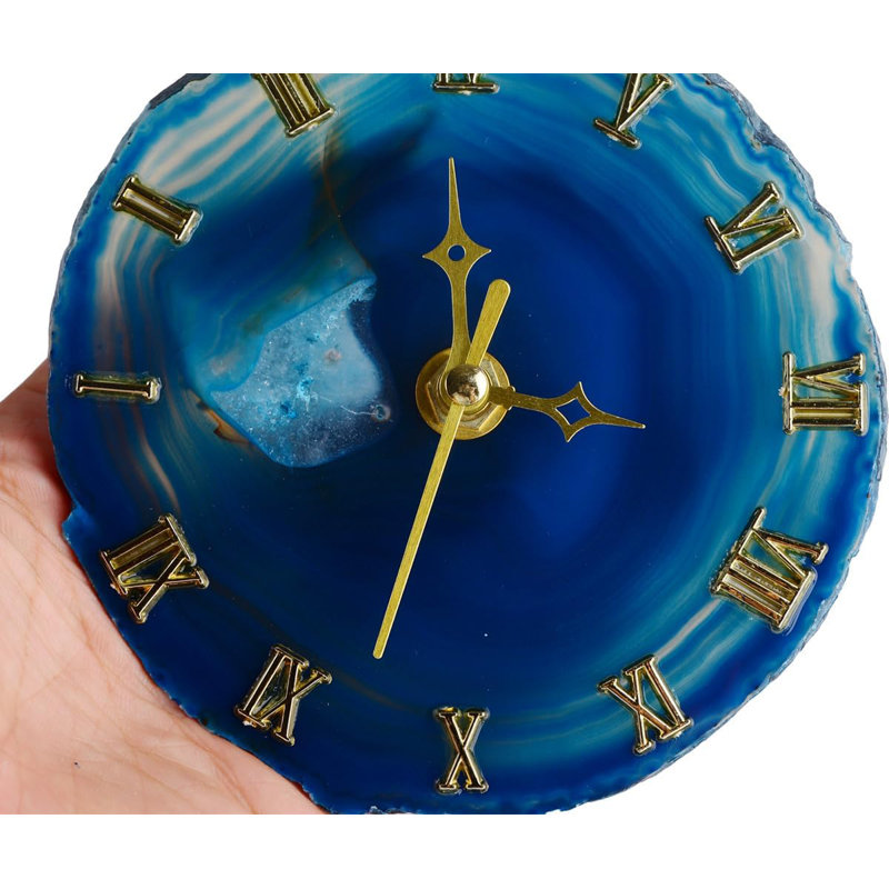 Mercer41 Agate Clock Crystal Desk & Shelf Clocks Home Decor (Blue ...