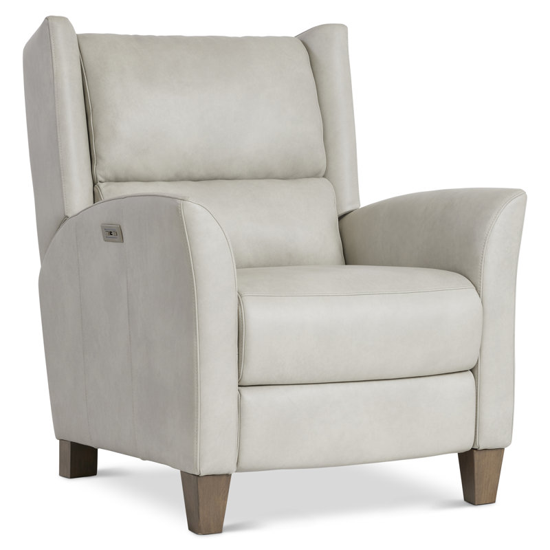 Bernhardt Weller 32.3" Wide Genuine Leather Power Wing Chair Recliner ...