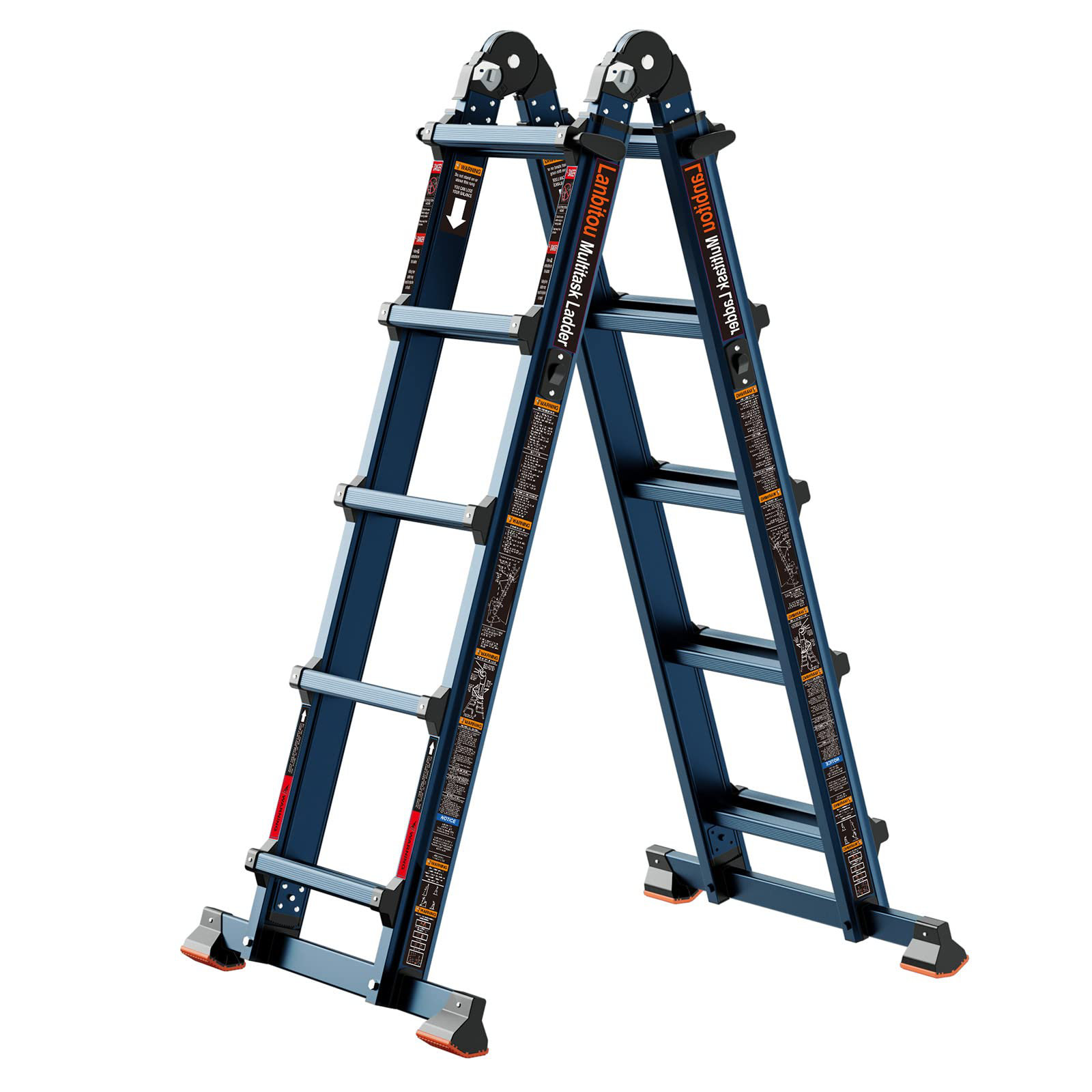 WFX Utility™ 10 - Step Aluminum Lightweight Folding Extension Ladder ...