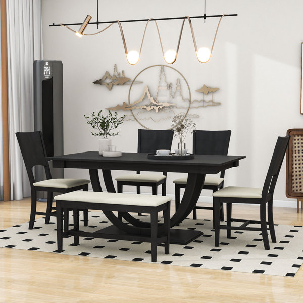 Red Barrel Studio® Burg 6 - Piece Pedestal Dining Set, Kitchen Table ...