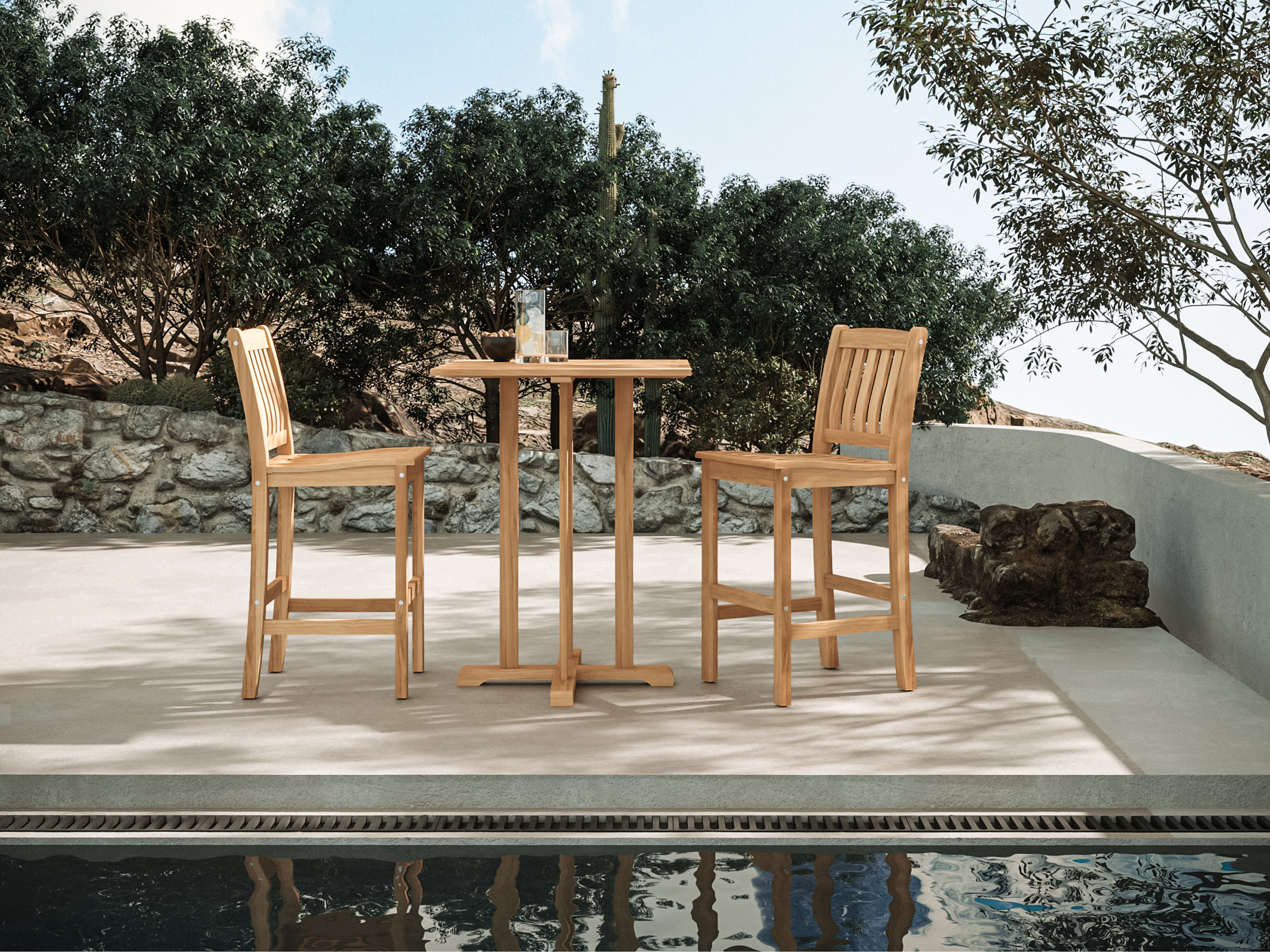 Millwood Pines Square 2 - Person 32" Long Teak Bar Height Dining Set ...
