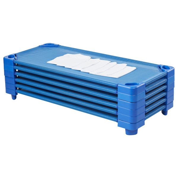 ECR4Kids Stackable Kiddie Cot with Sheet, Classroom Furniture, Blue ...