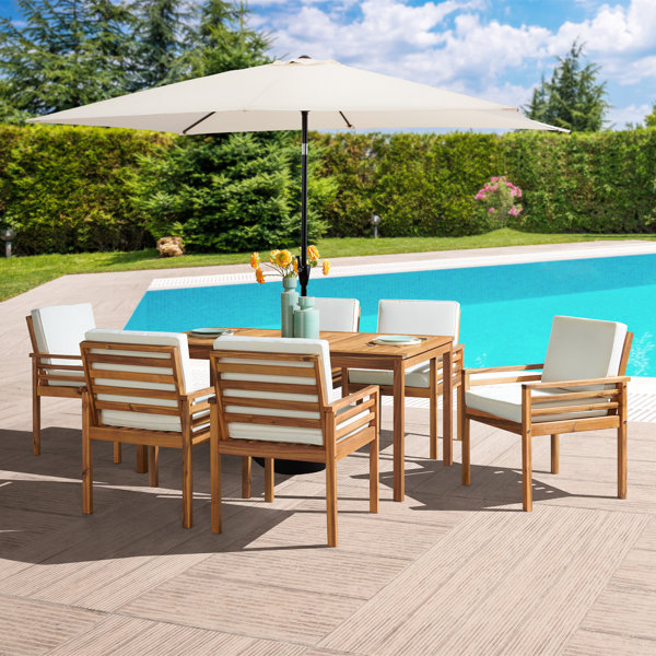 Wade Logan® Arjay 8 Pc Patio Dining Set Wood One 63" Table 6 Chairs ...