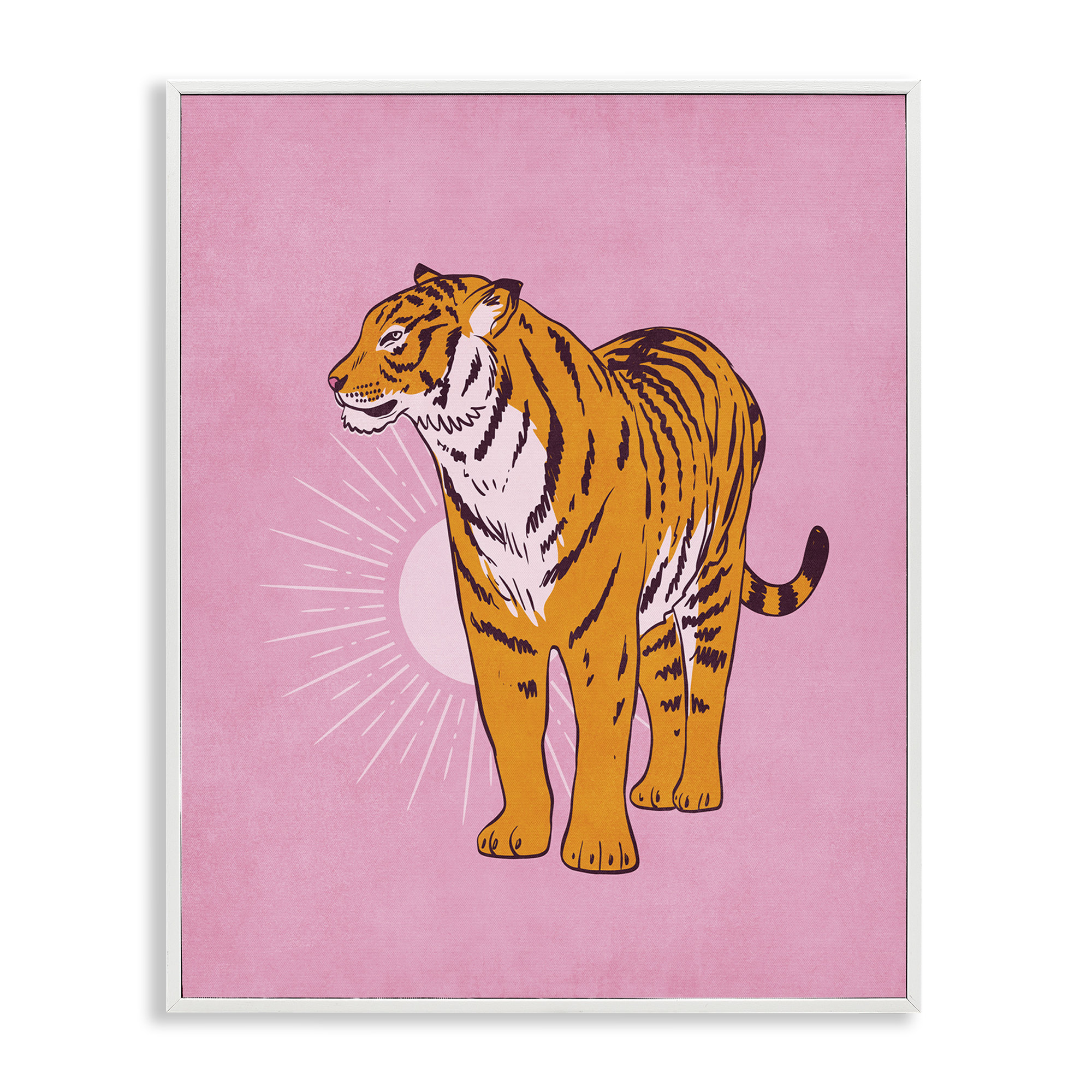 Stupell Industries Preppy Tiger Standing White Framed Giclee Art by ...