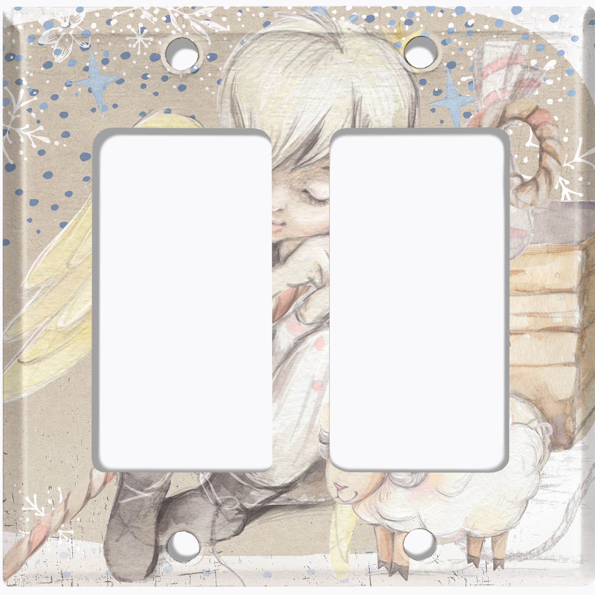 WorldAcc Angel Wings Snow Stars Sheep 2-Gang Rocker Wall Plate ...