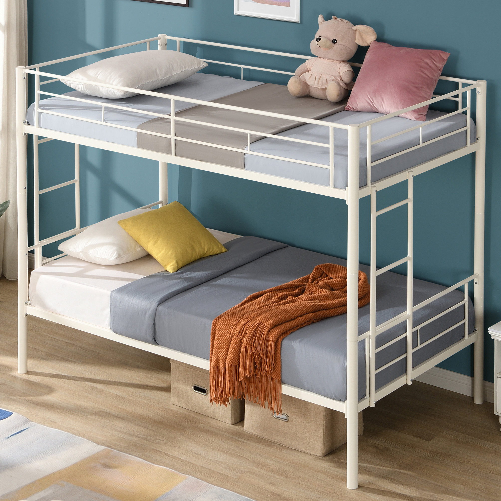 Isabelle & Max™ Metal Bunk Bed, Metal Structure Bedframe With Safety ...