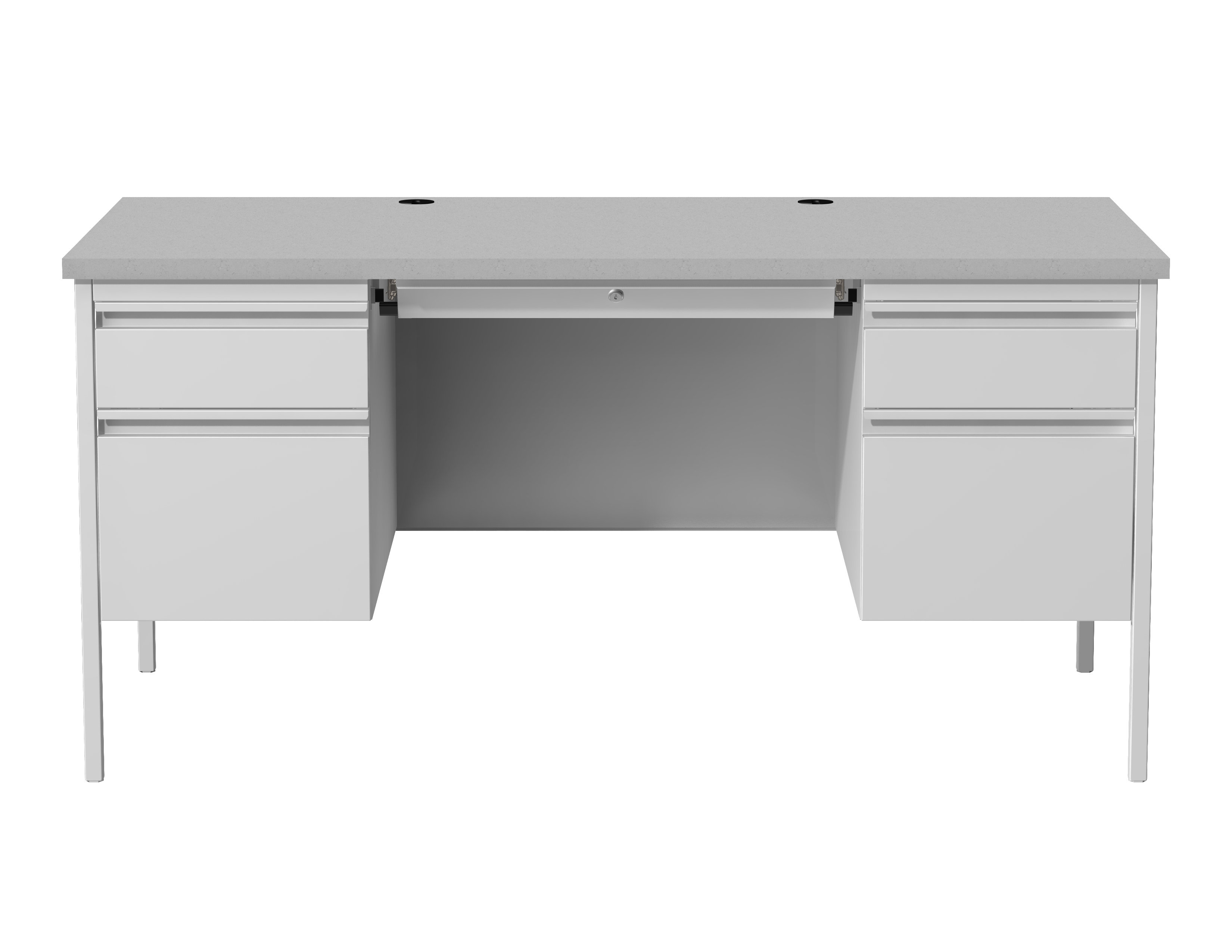 CommClad Double Pedestal Office Desk with Center Drawer for Home ...
