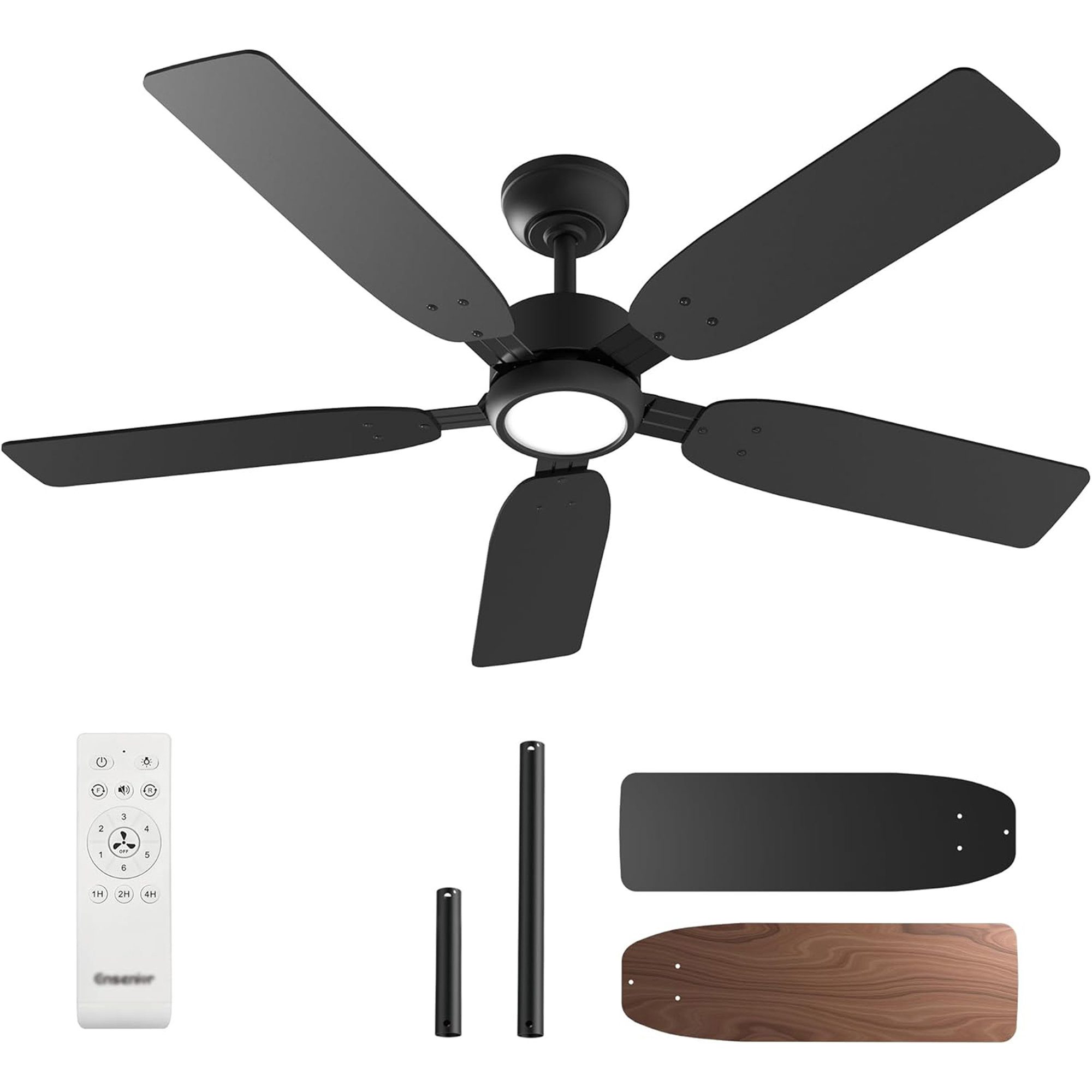 Wrought Studio™ Ceiling Fans With Lights And Remote, 52 Inch Black ...