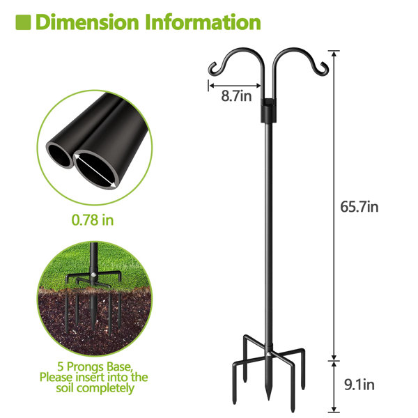 Arlmont & Co. Double Shepherds Hooks For Outdoor, Heavy Duty Bird ...