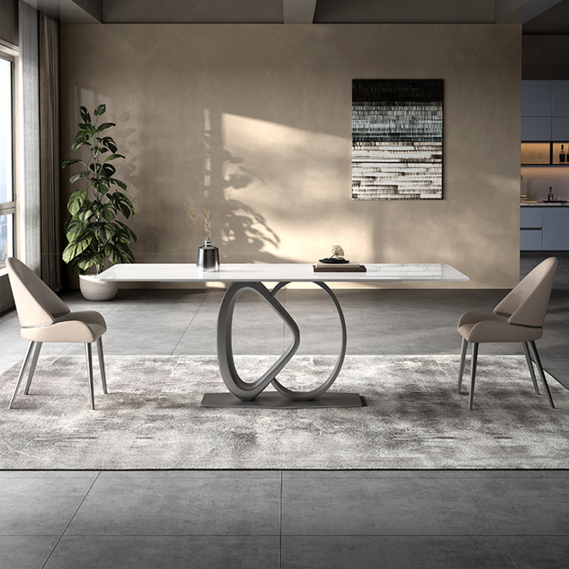 HomeLuxea Minimalist White Sintered Stone Dining Table Set | Wayfair