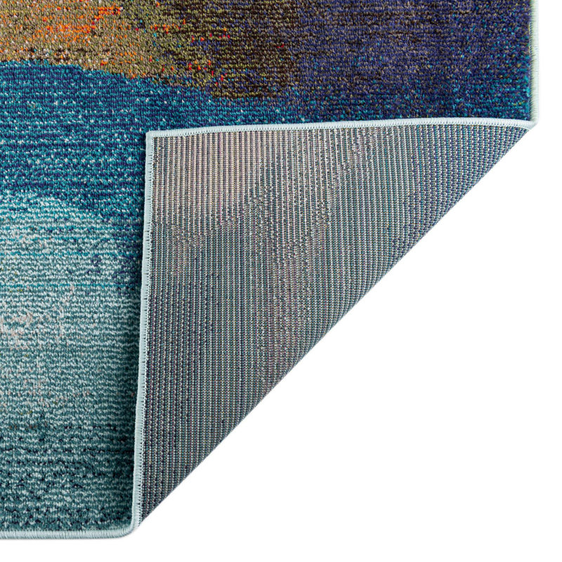 Wade Logan® Ansela Performance Blue/Orange Rug & Reviews | Wayfair