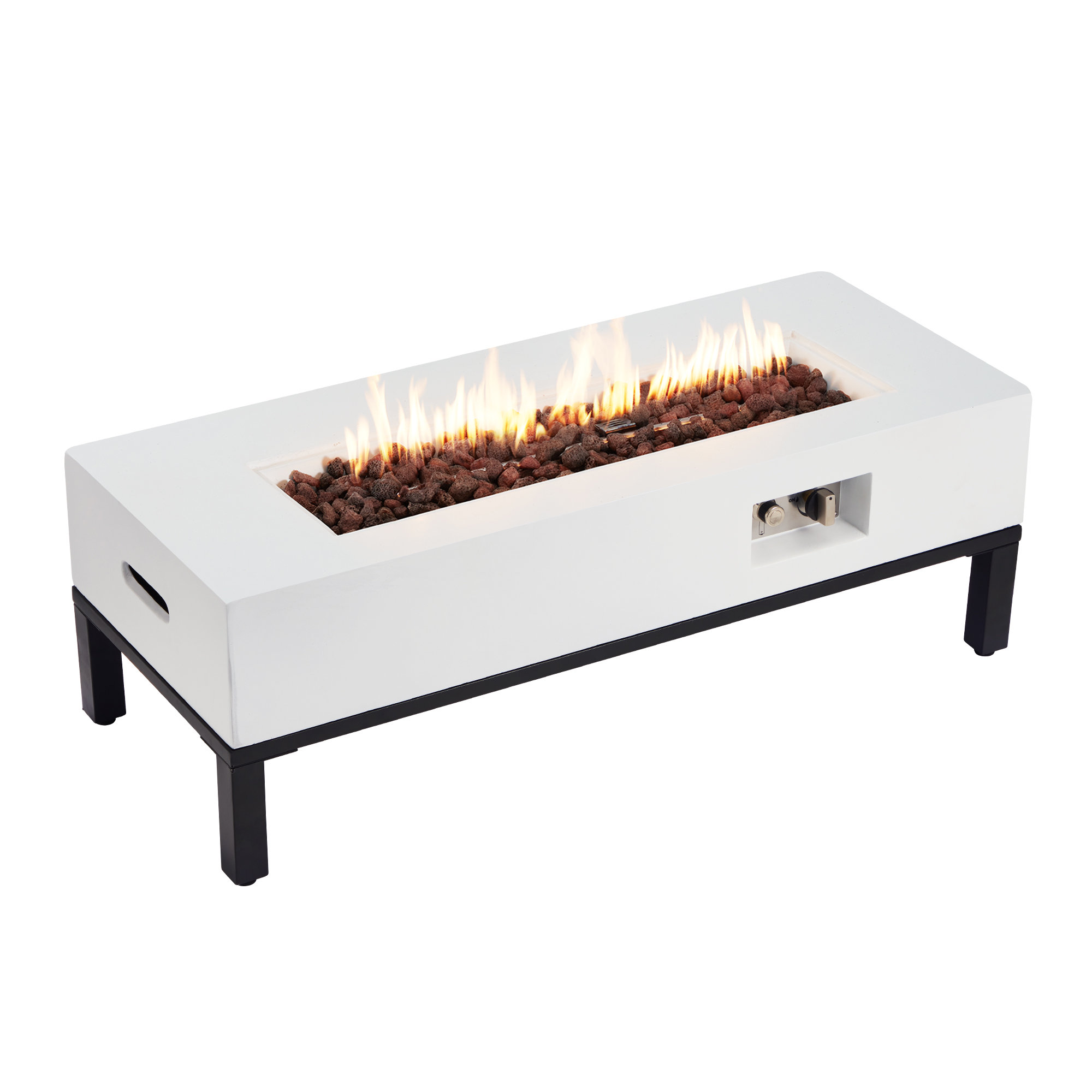 Latitude Run® 42" Mgo Patio Propane Fire Pit Table With Shelves | Wayfair