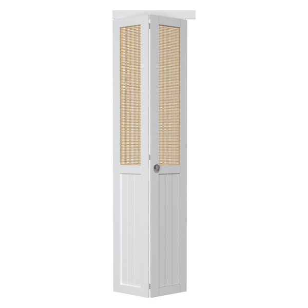 HOZONE Closet Doors Solid Manufactured Wood Cane Weaving Bi-Fold Door ...