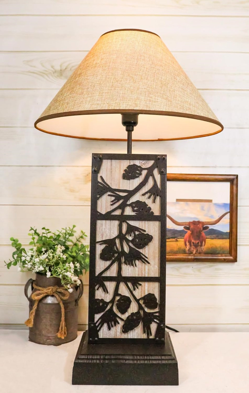 Lark Manor™ Rustic Western Pinecones On Branch Forest Wood Metal ...