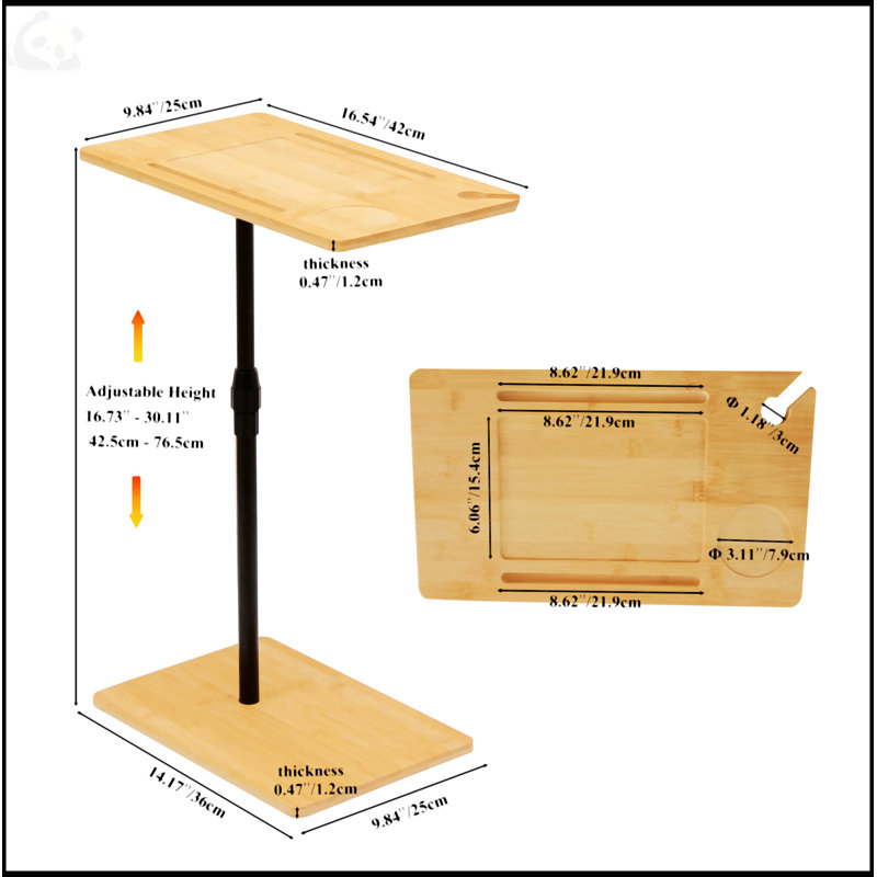 Ebern Designs Couch Tray Table Height Adjustable C-Shaped End Table ...