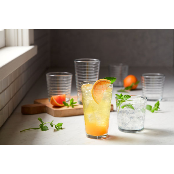 Libbey Hoops 16-Piece Tumbler and Rocks Glass Set & Reviews | Joss & Main