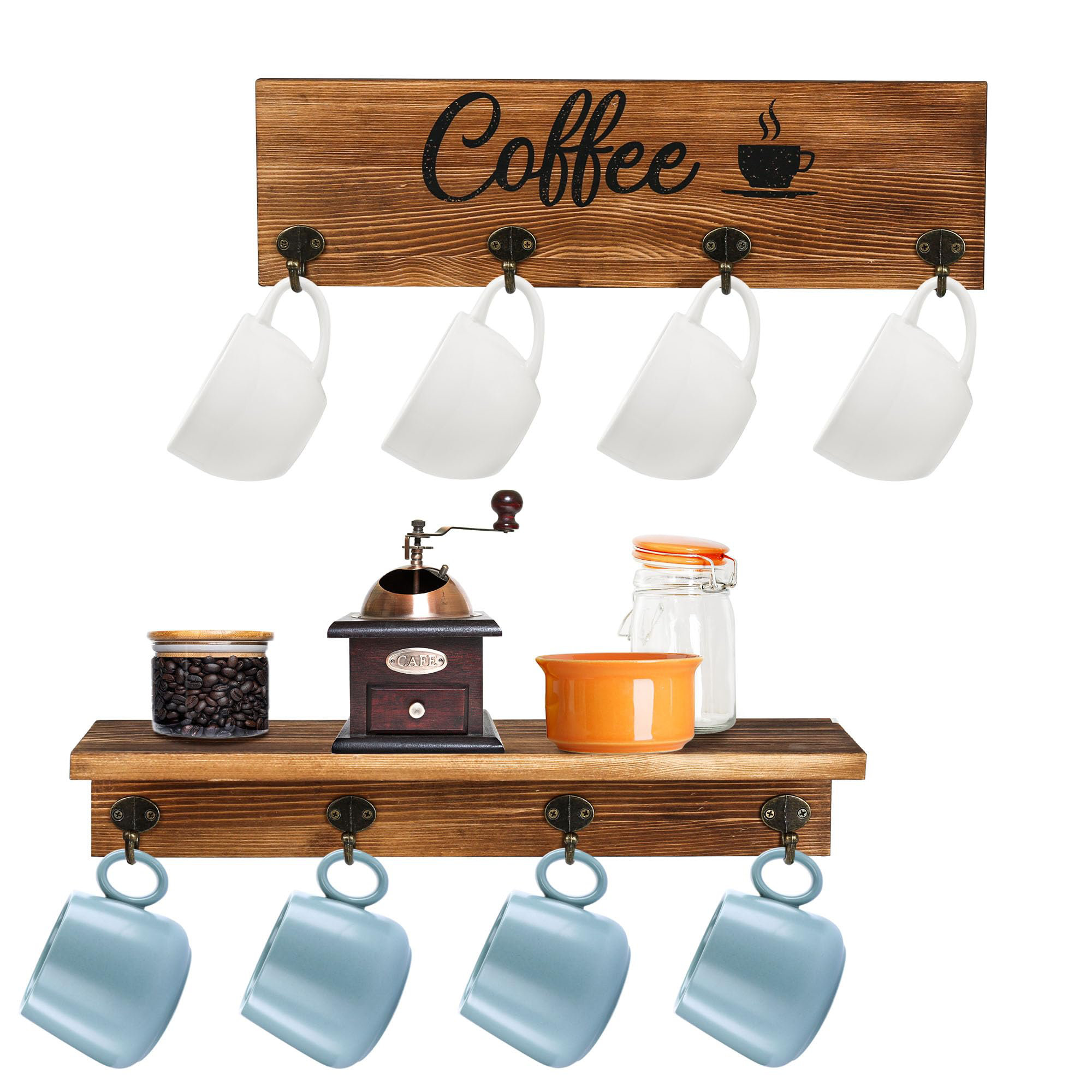 Ophelia & Co. Coffee Cup Holder, Wall Mounted Coffee Mug Rack With 8 ...