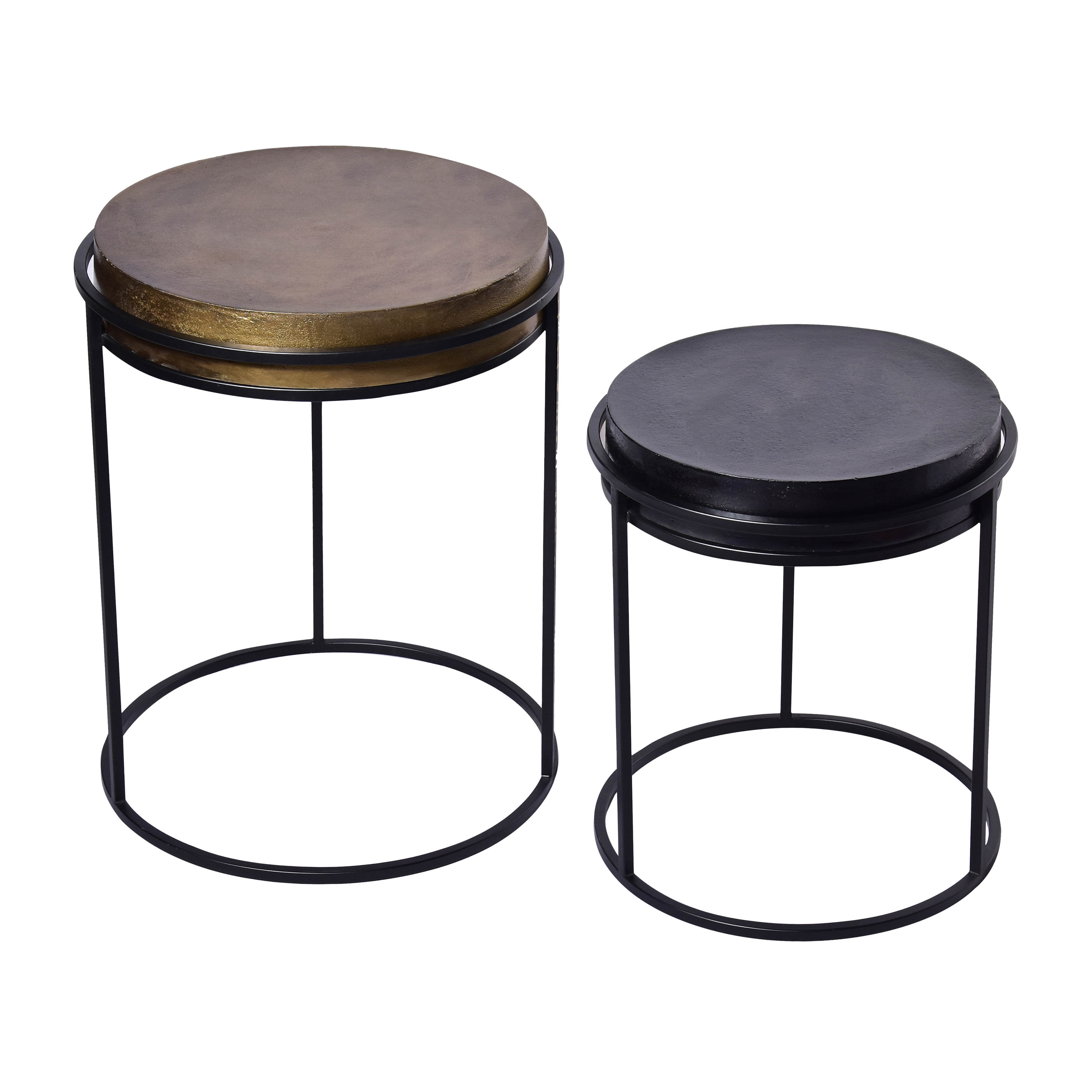 17 Stories Barfleur 2 Piece Set 23"H/18" H Black/Gold Metal Nested ...
