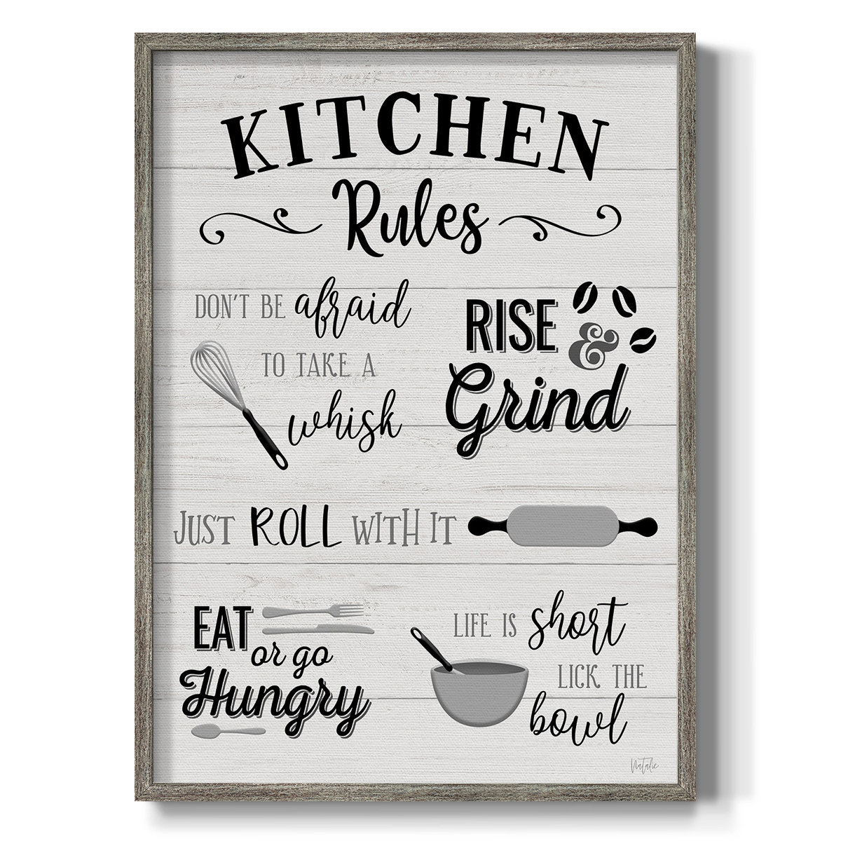 August Grove® Rules of the Kitchen Framed Print - Solid Wood | Wayfair