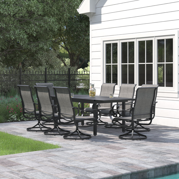 Lark Manor Alyah Rectangular 8 - Person 84'' Long Metal Patio Dining ...