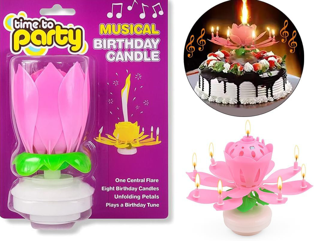 The Party Aisle™ Birthdays Lotus Flower Musical Birthday Candle ...
