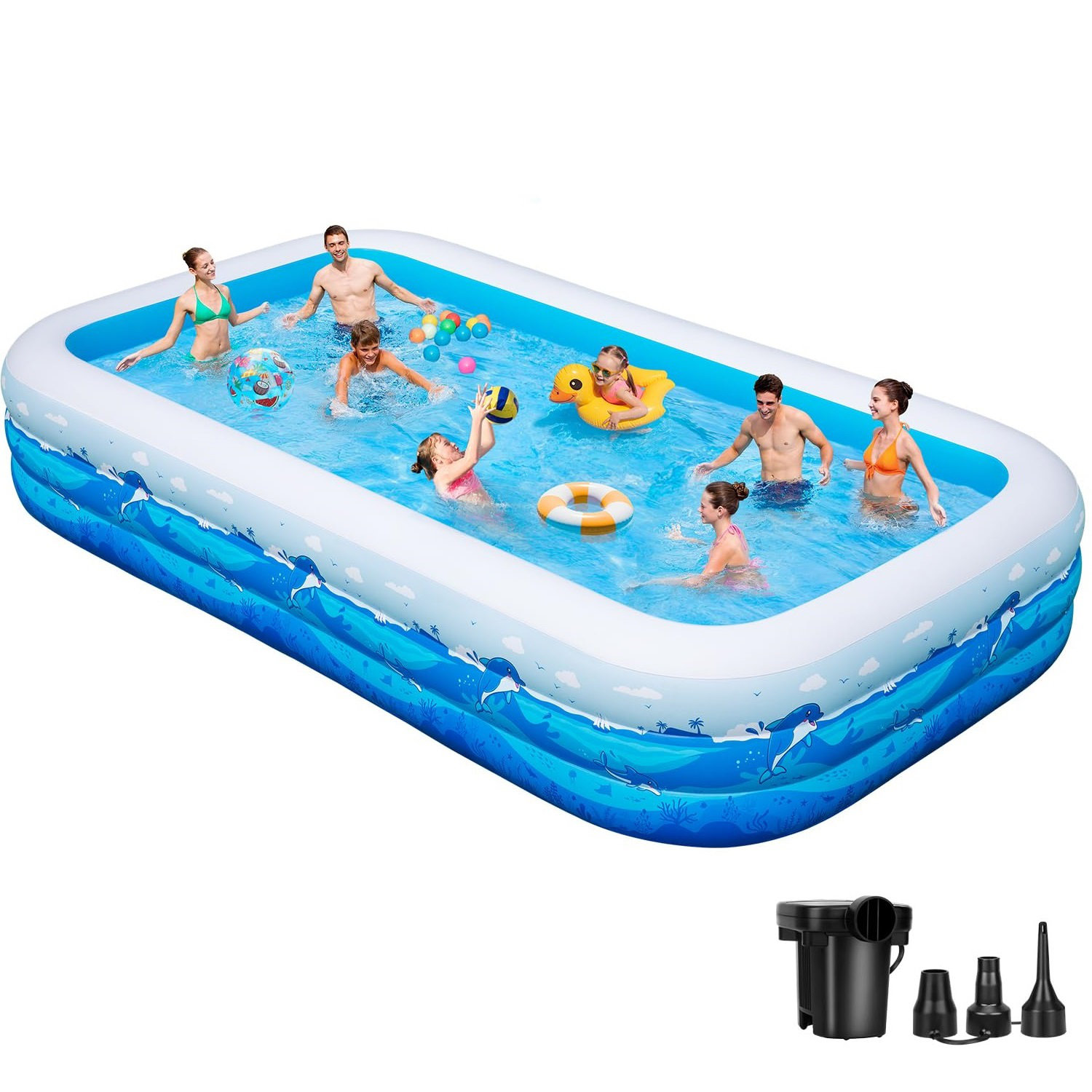 POGBUT 130" x 72" Inflatable Family Pool with Animal Print | Wayfair