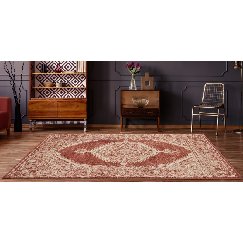 World Menagerie Hicklin Performance Brick Red Rug | Wayfair
