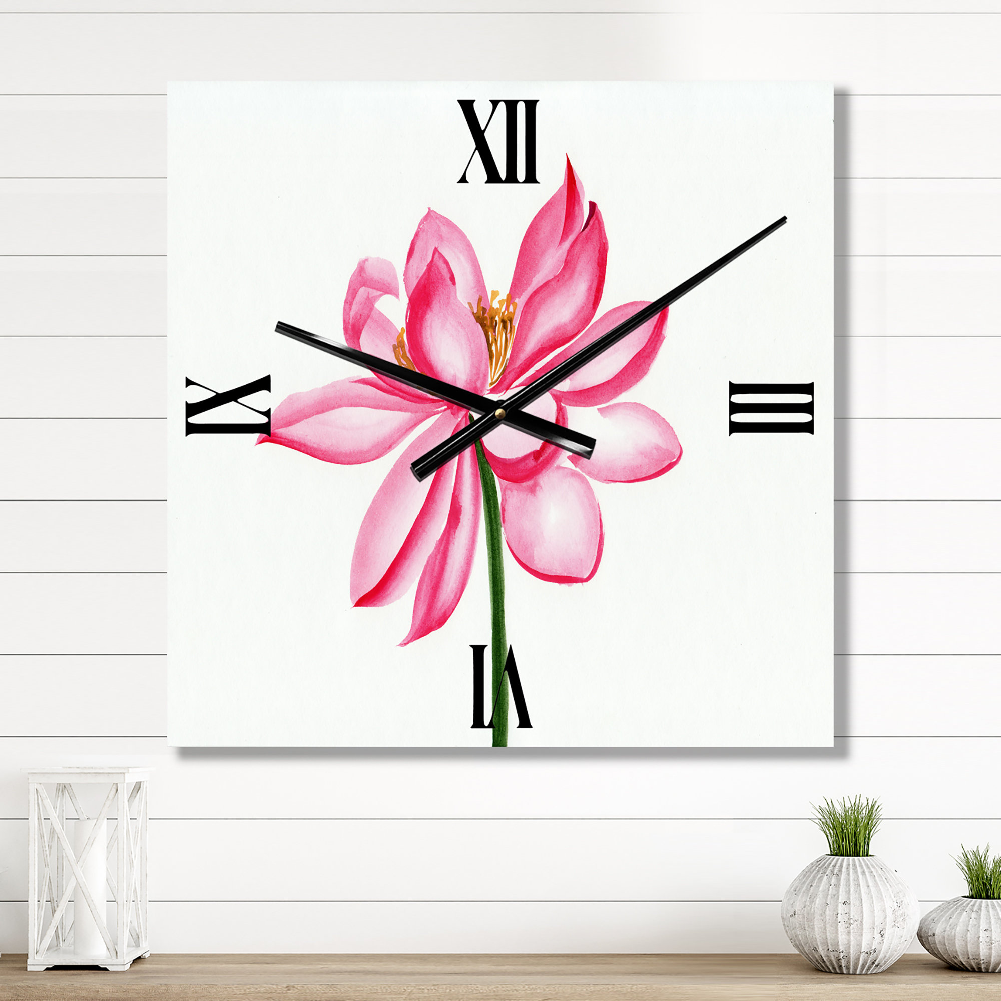 East Urban Home Vintage Detail of a Pink Lotus - Traditional Wall Clock ...